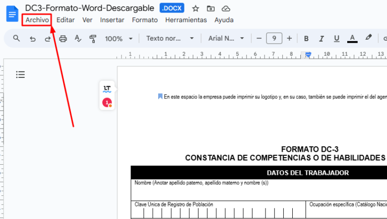 Descargar Formato DC3 en Word Editable