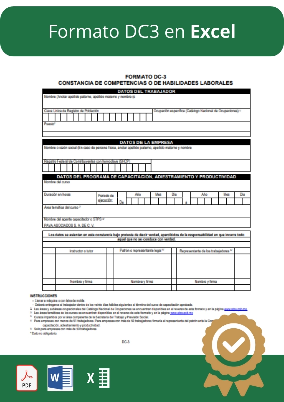 Descargar el Formato DC3 en Excel: Plantilla editable