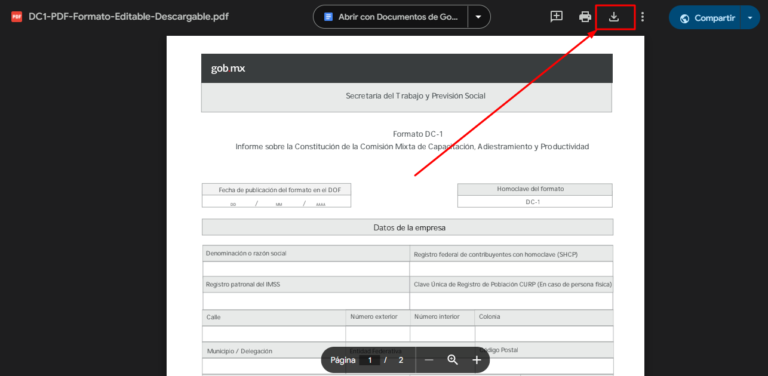 Descargar el Formato DC1 en PDF: Plantilla editable