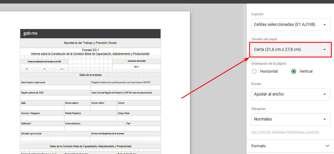 Descargar el Formato DC1 en Excel: Plantilla editable