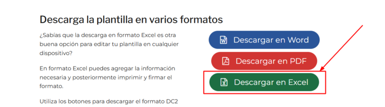 Descargar el Formato DC2 en Excel: Plantilla editable