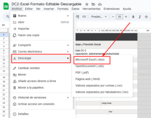 Descargar el Formato DC2 en Excel: Plantilla editable
